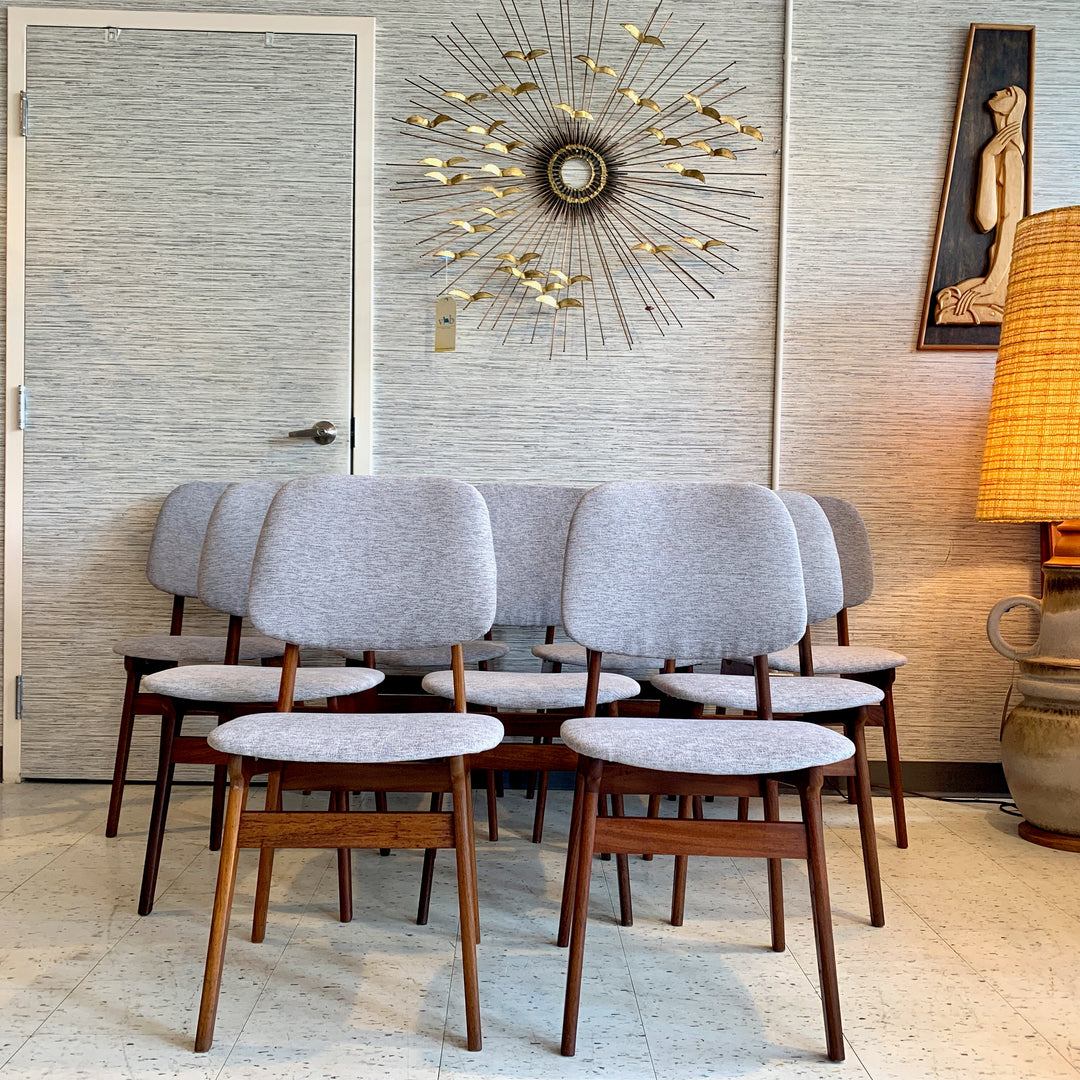 Teak dining chairs upholstered store